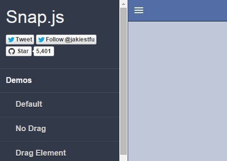 ⭐ Biblioteca de JavaScript para crear menús laterales de estilo de aplicación-Snap. js ...
